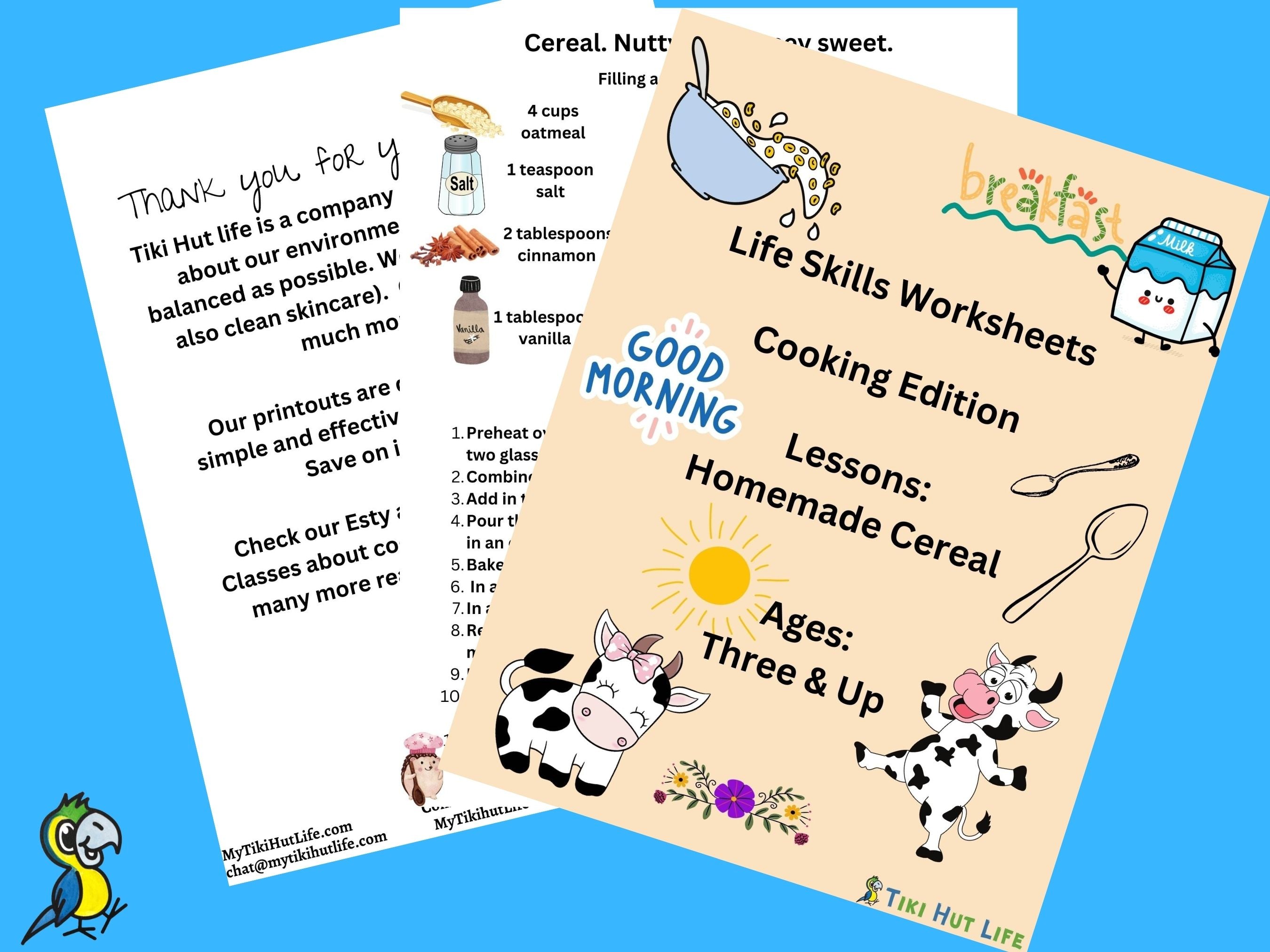 Cereal Recipe Worksheet To Follow With Kids Exercise – Tiki Hut Life